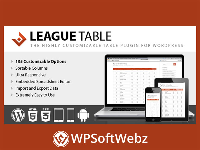 League Table - Table Plugin for WordPress (Premium) - Latest Version